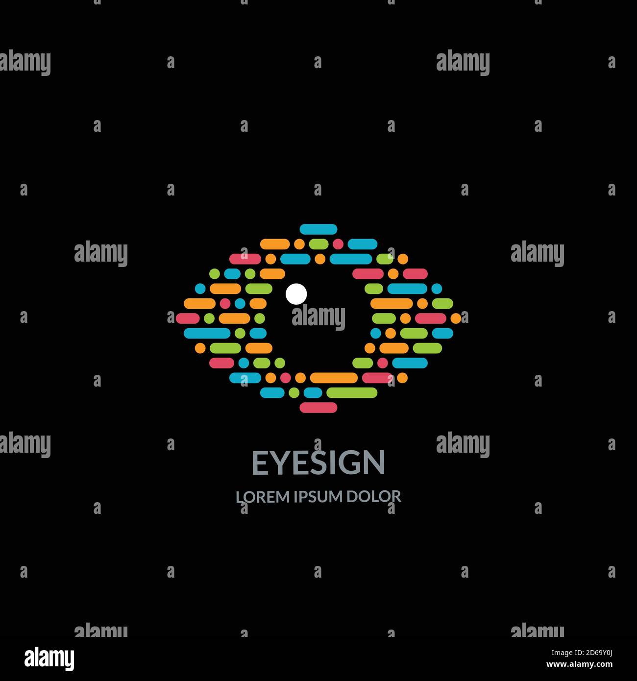 Eye vision logo sign or emblem design template, isolated on black ...