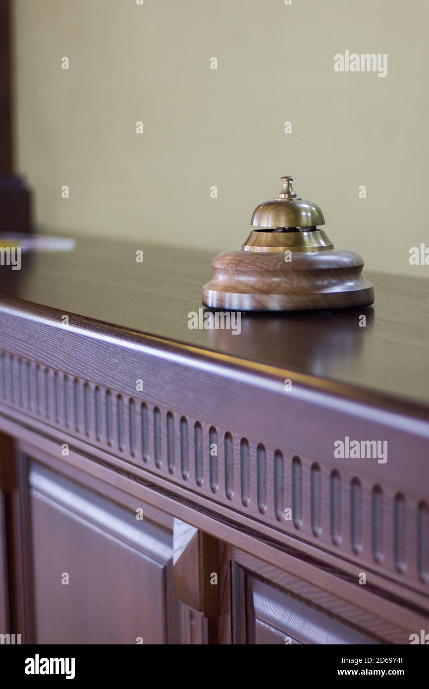 Service bell in a hotel reception for concierge alarm on desk Stock ...
