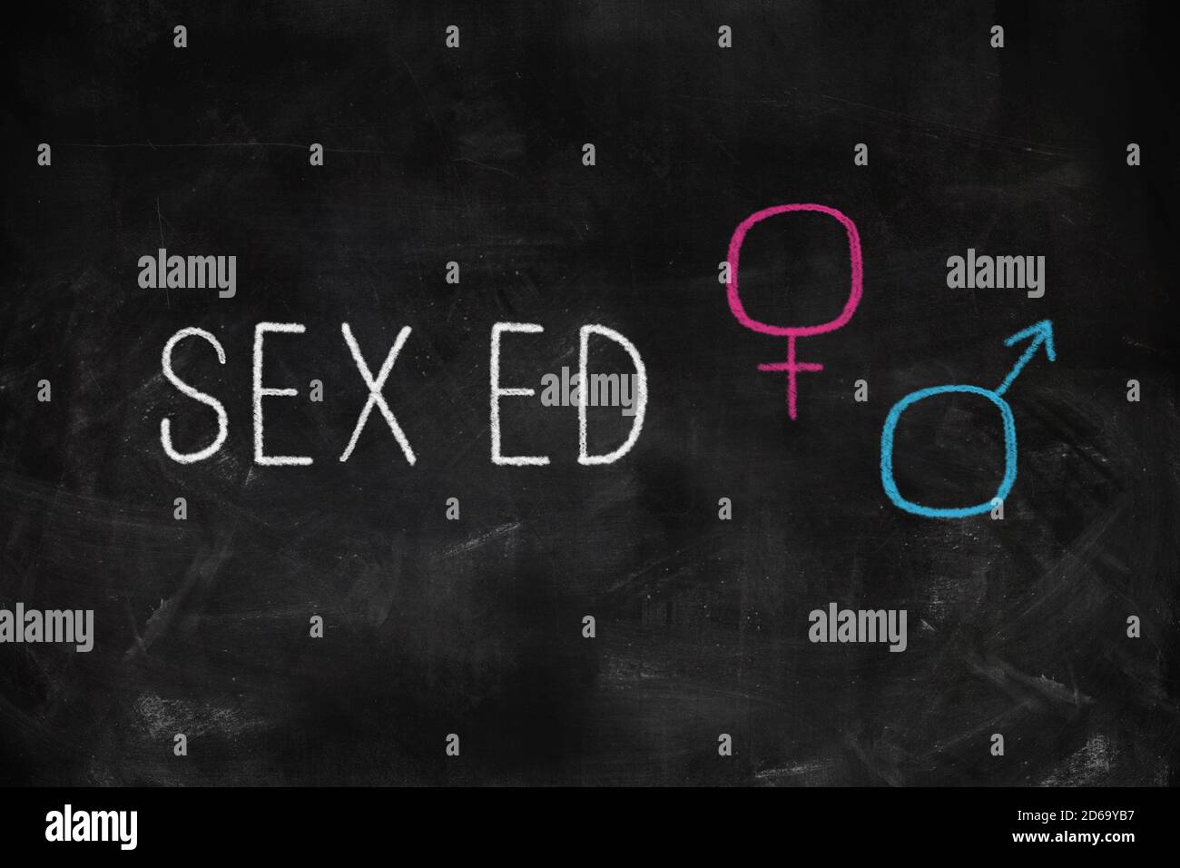 Sex Ed Written With Chalk On Blackboard In Classroom Education Concept