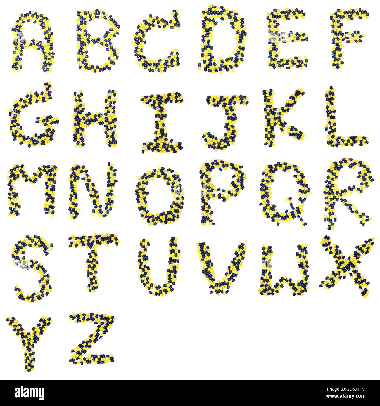 Collection of letter alphabet made of medical capsules style Stock ...