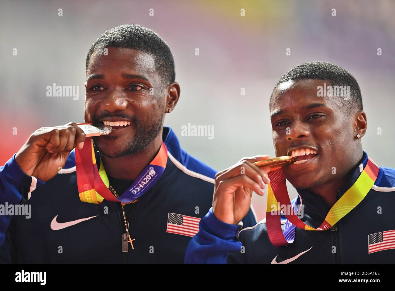 Christian Coleman and Justin Gatlin (USA), 100 Metres Men Gold and ...