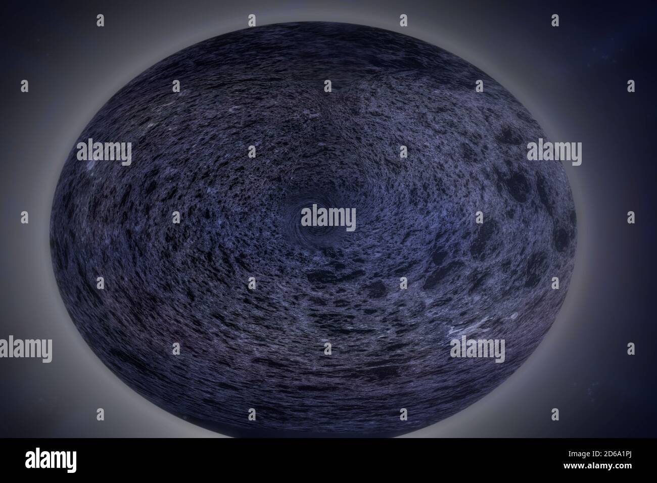 Rocky sphere on luminous background - Fantasy planet, unknown universe ...