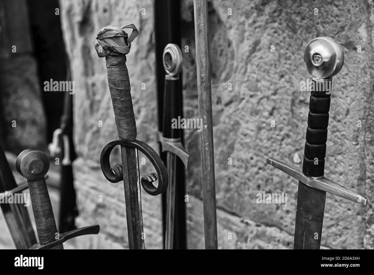 Ancient sword in a knight of medieval warfare, detail of weapon and ...