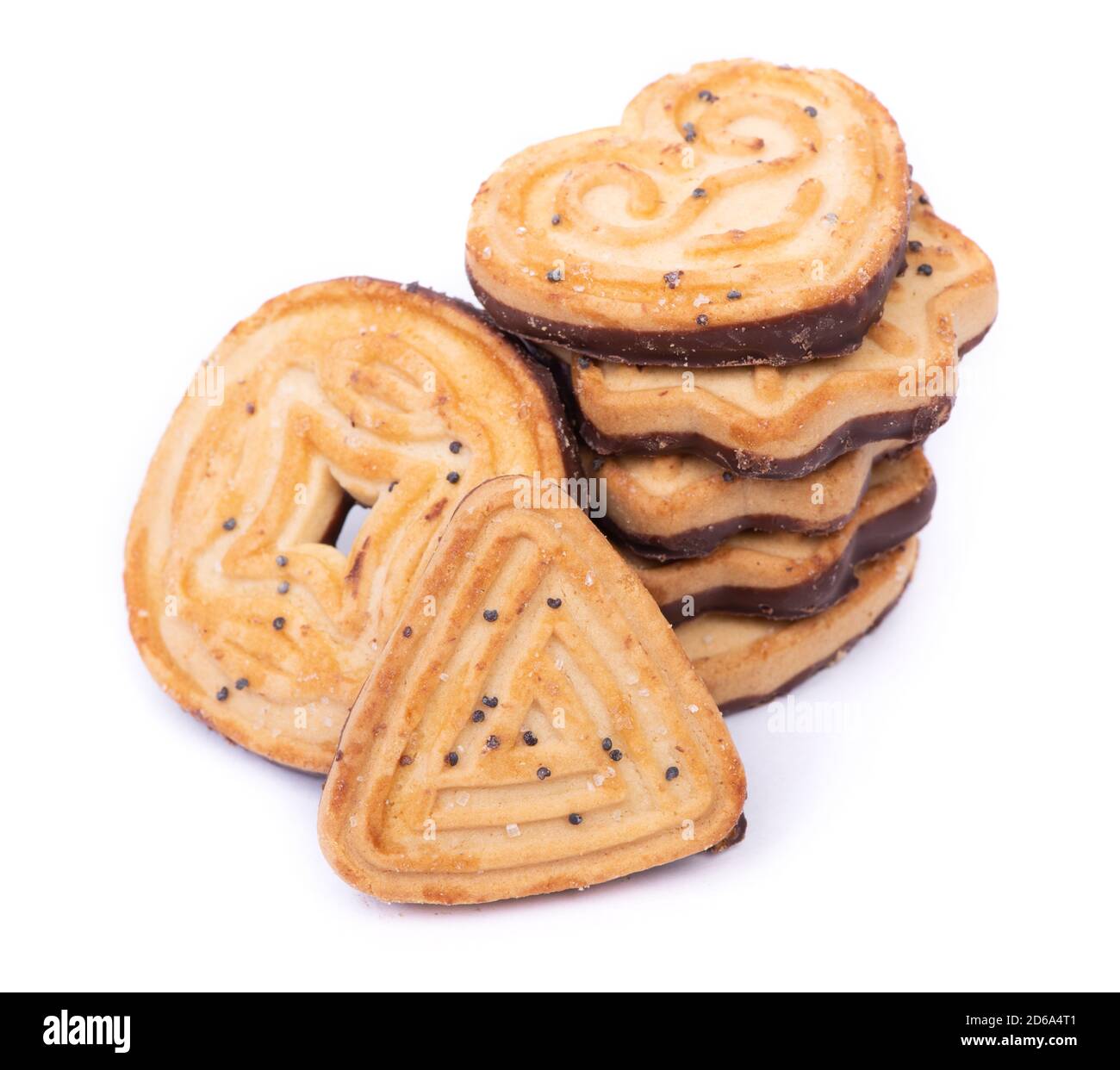Group of different shape cookies with poppy and sugar isolated over ...
