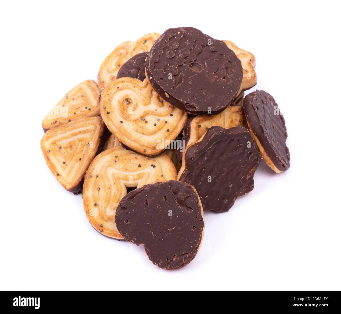 Group of different shape cookies with poppy and sugar isolated over ...