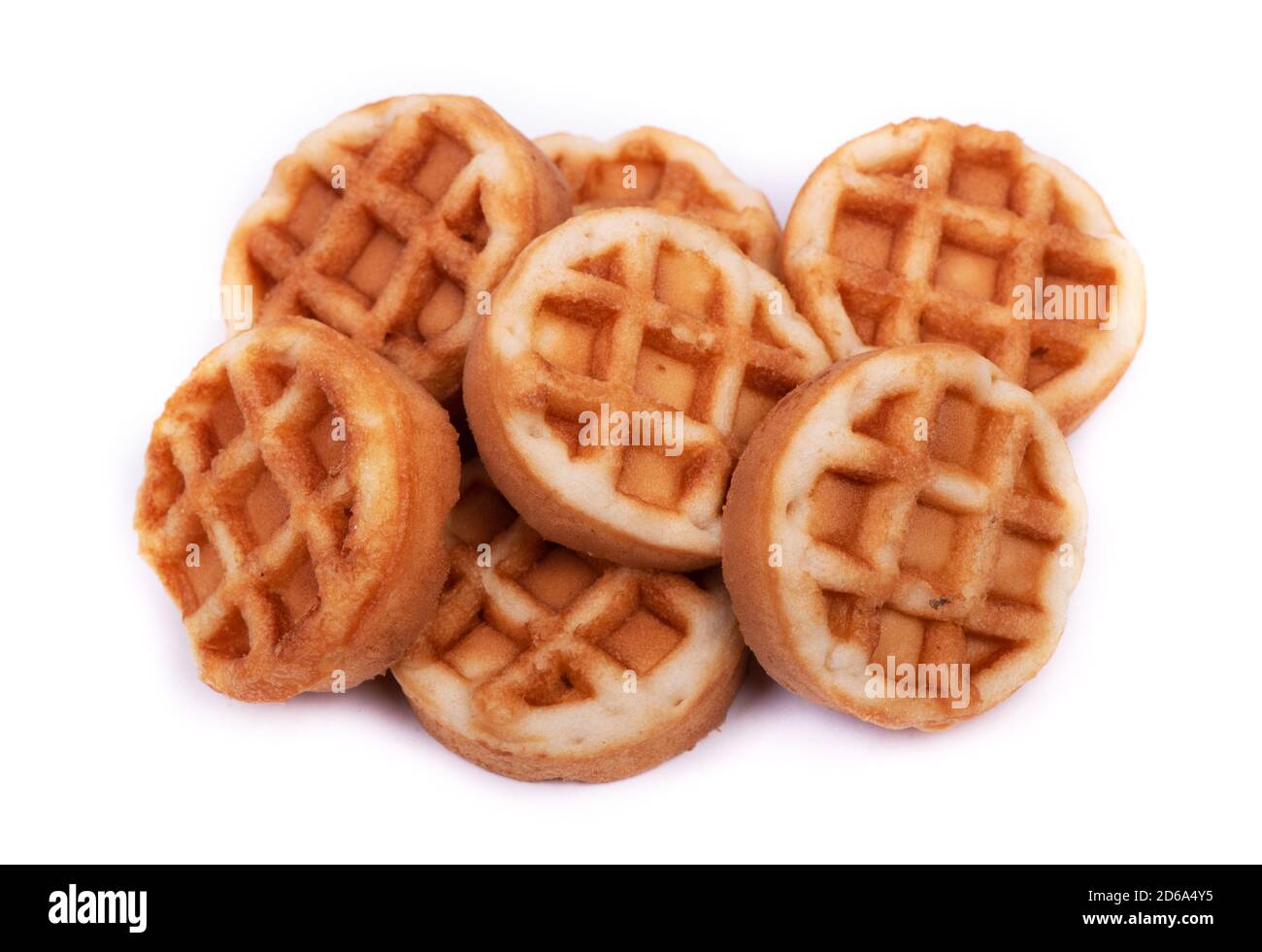 Group of small round waffles isolated on white background Stock Photo ...