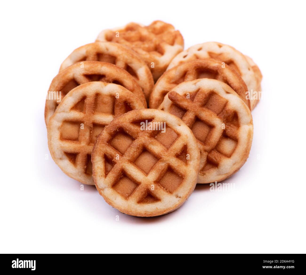 Group of small round waffles isolated on white background Stock Photo ...