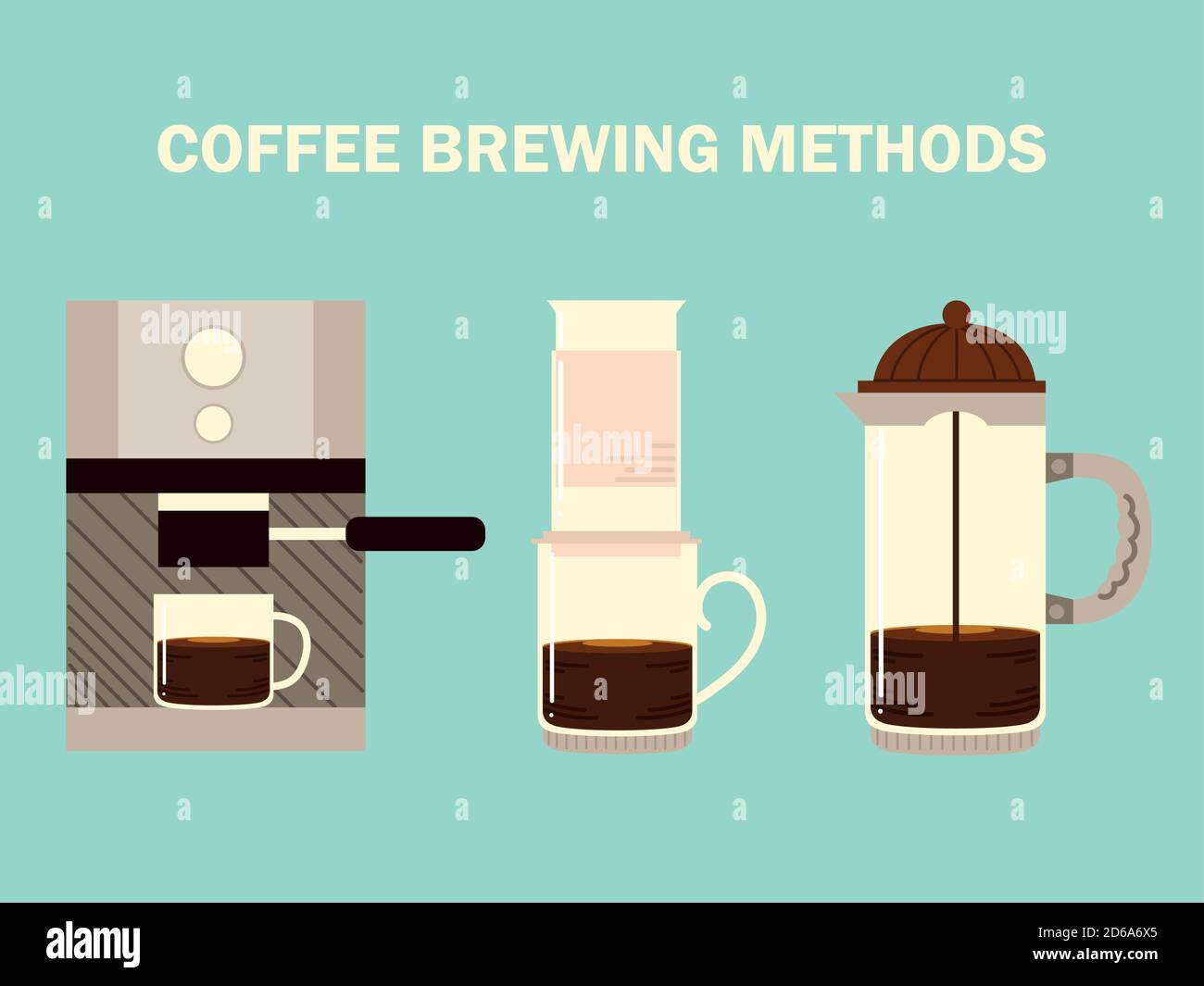 coffee brewing methods, espresso machine aeropress and french press ...