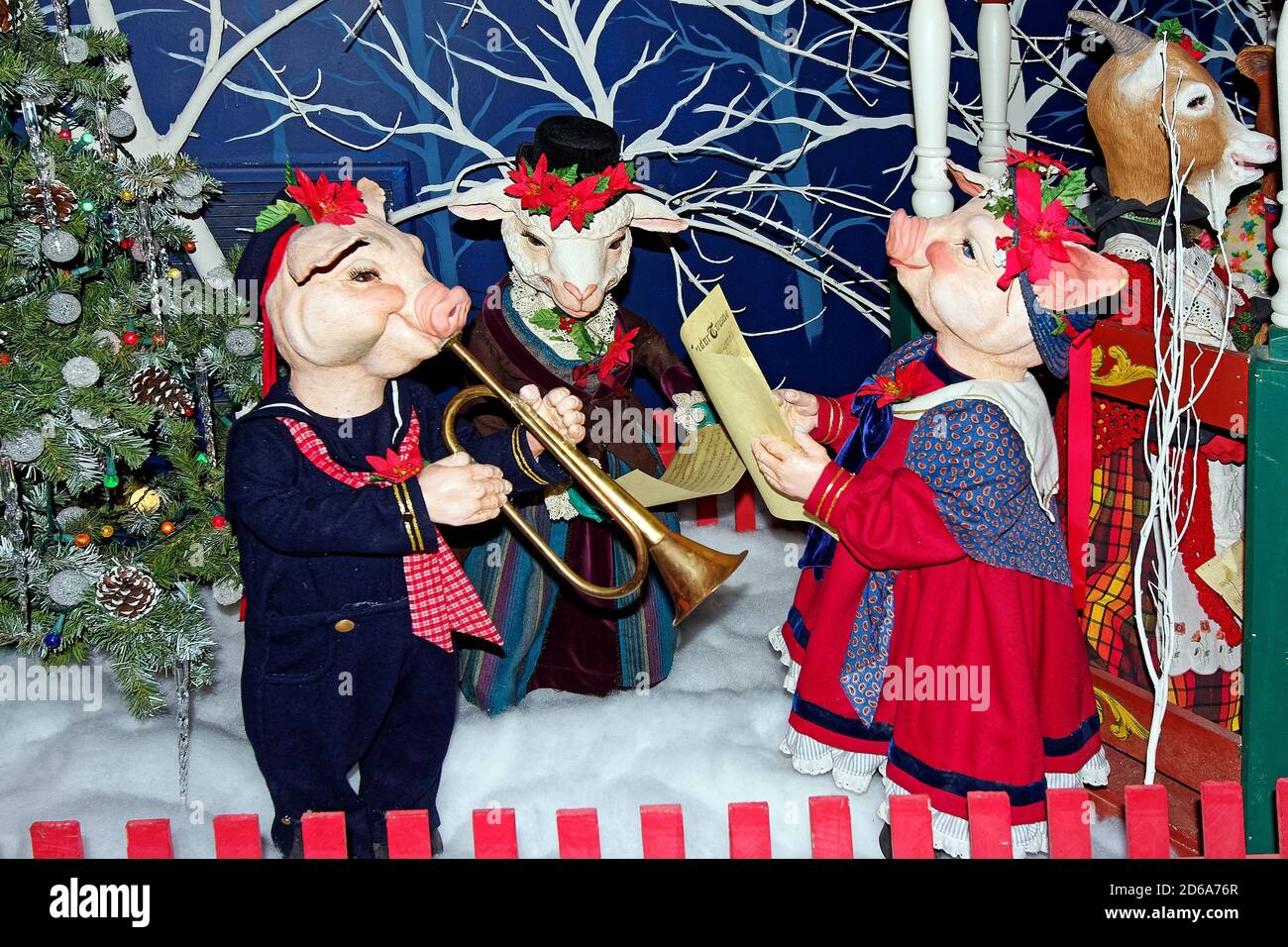 animal figures musicians, singing, playing trumpet, pigs, sheep, goat ...