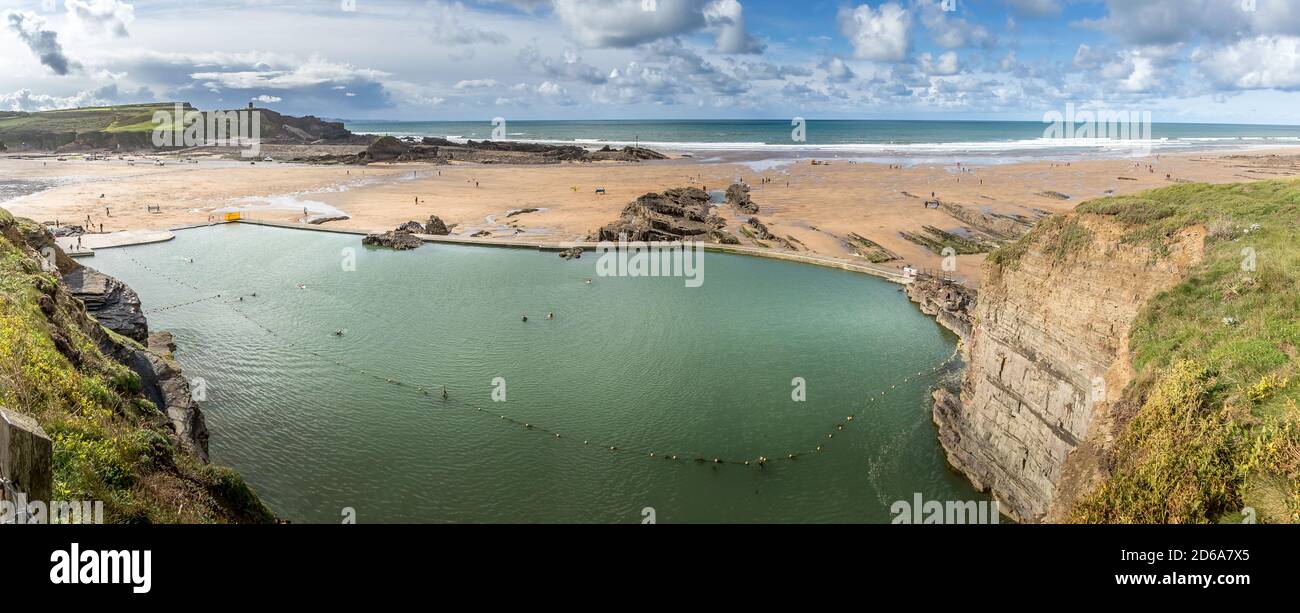 Tidal sea pool at Bude in North Cornwall, England, UK Stock Photo - Alamy