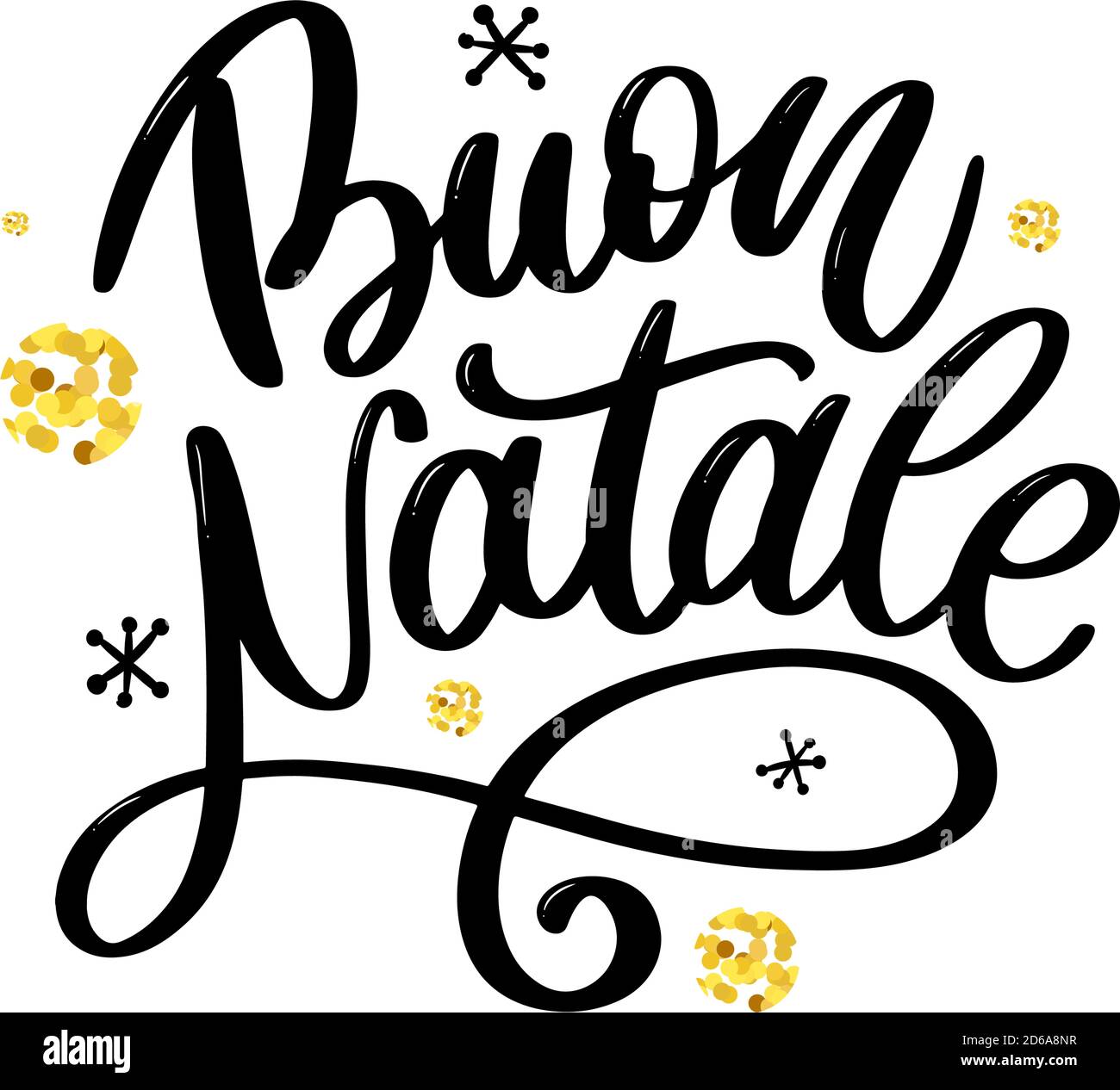 Buon Natale. Merry Christmas Calligraphy Template in Italian. Greeting ...