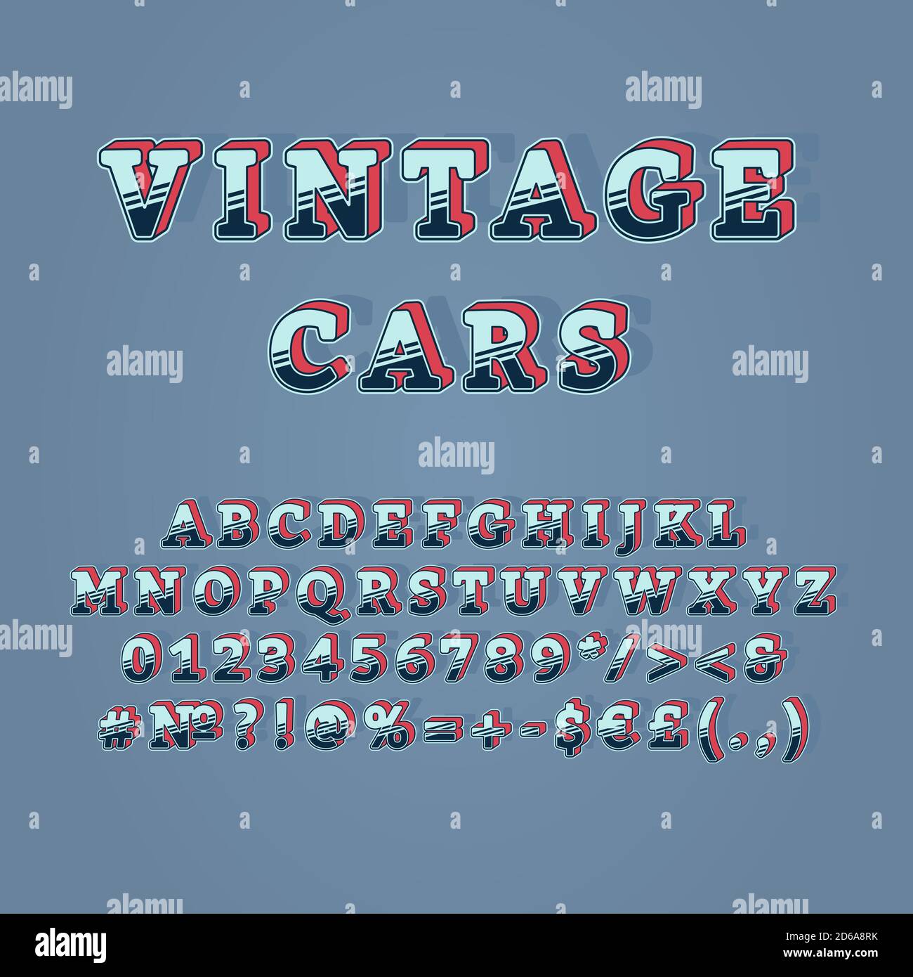 Vintage cars header vintage 3d vector alphabet set Stock Vector Image ...