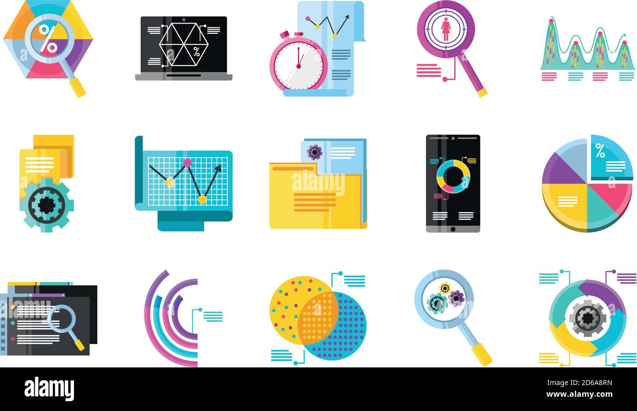 data analysis, different chart diagram business financial development ...