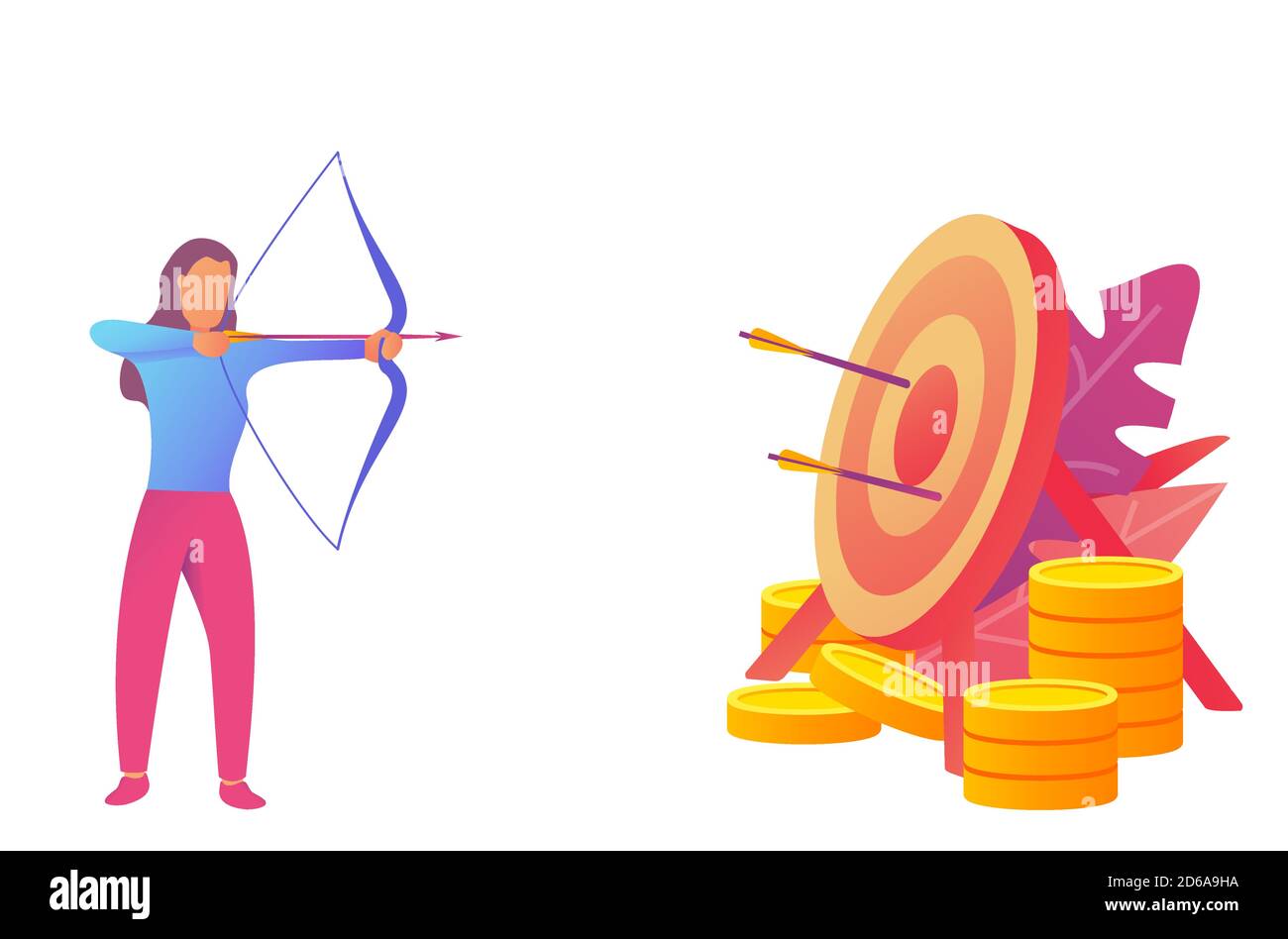 Business woman aiming at a target from an arrow with an arrow Stock ...