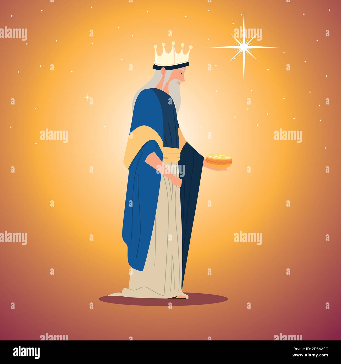nativity, Melchior wise king character manger with gift for birth of ...