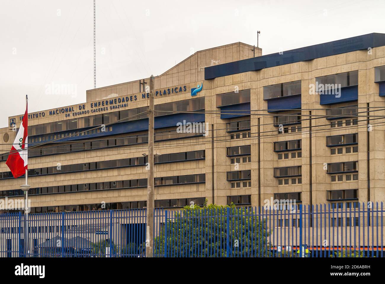 Lima, Peru - December 4, 2008: Yellow facade of the Cancer Hospital ...