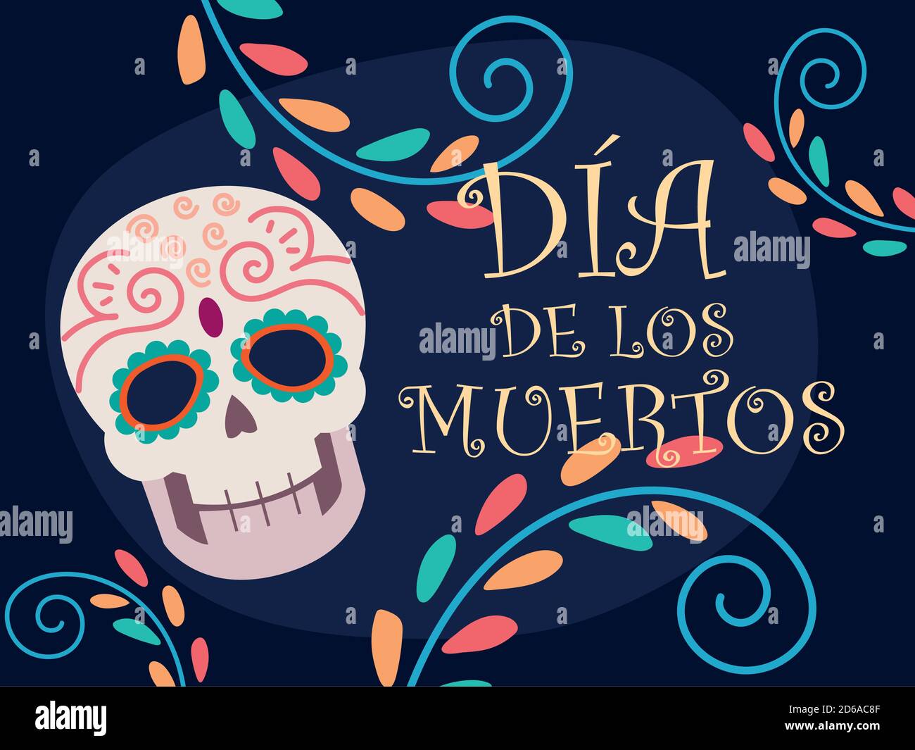 day of the dead, sugar skull and lettering mexican celebration vector ...