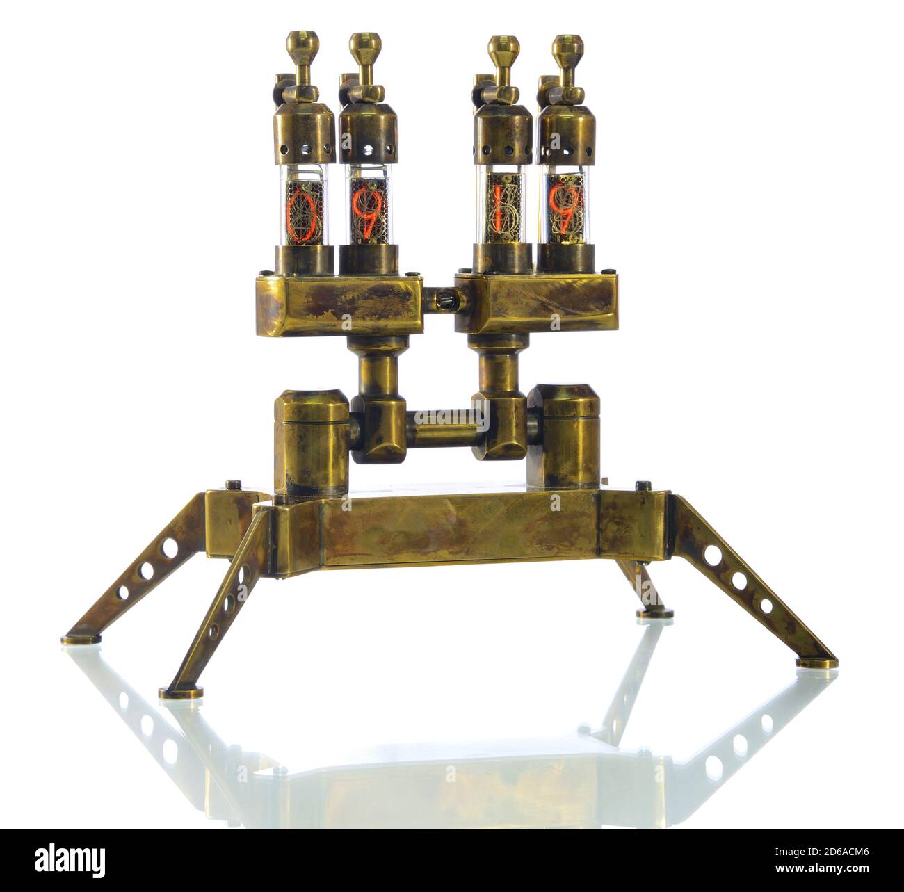 Vintage clock made with Nixie vacuum tubes Stock Photo - Alamy