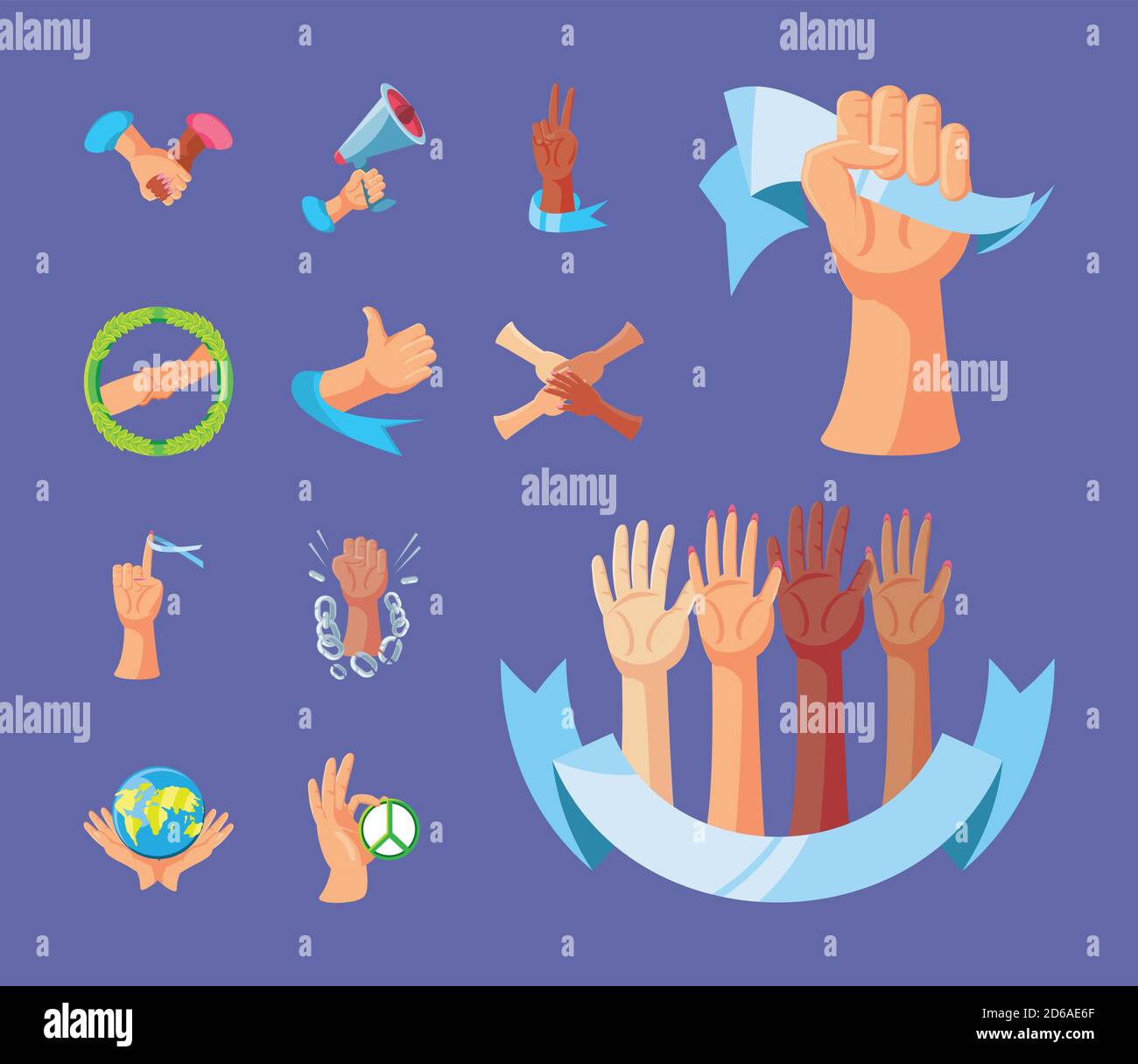 international human rights, pack icons peace unity support vector ...