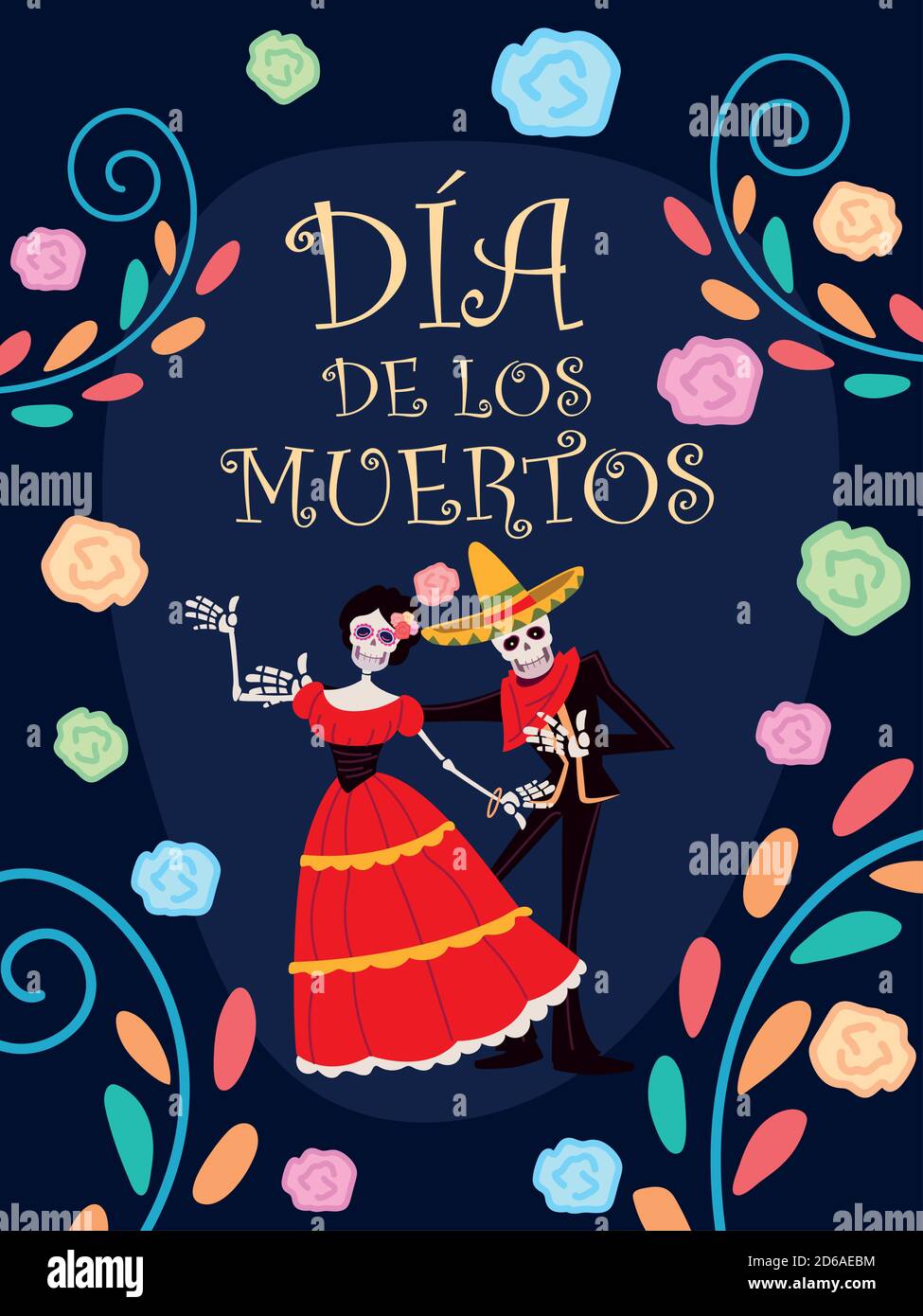 day of the dead, traditional catrina skeleton flowers decoration ...