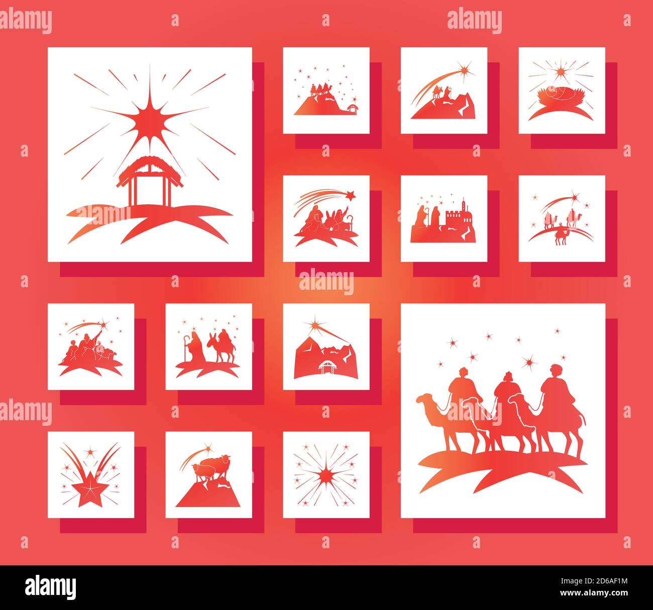 nativity, traditional celebration religious spirituality set of icons ...