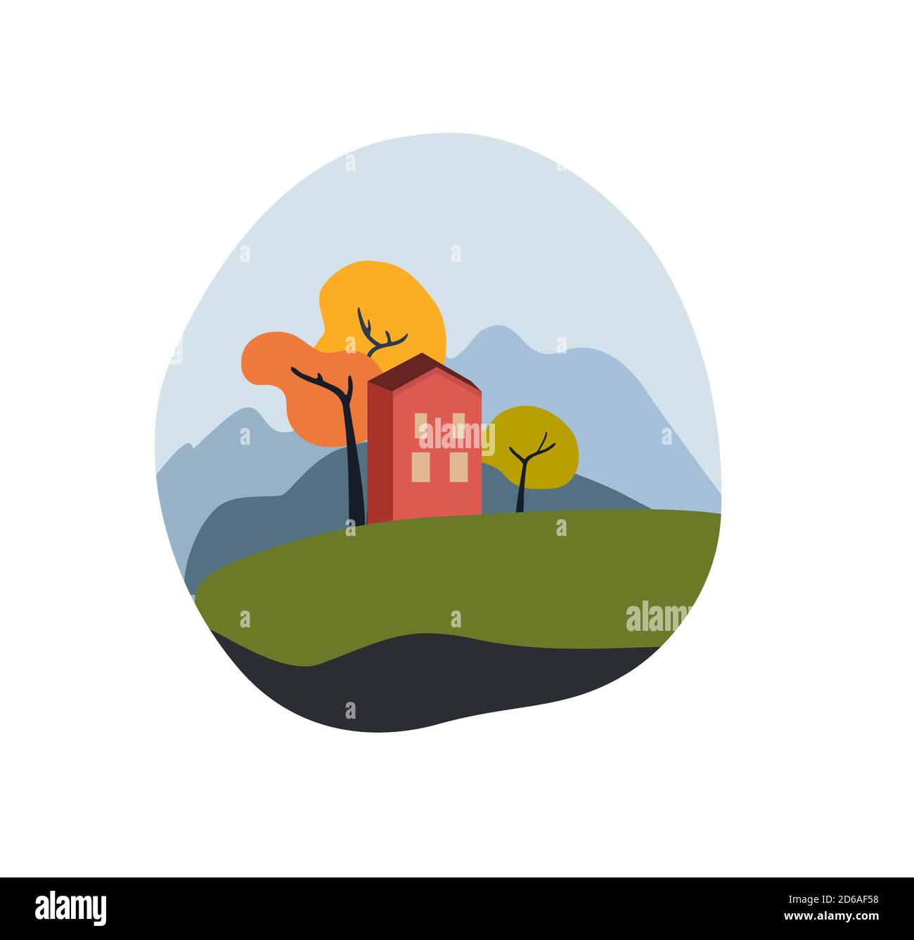 Red mountain green trees Stock Vector Images - Alamy