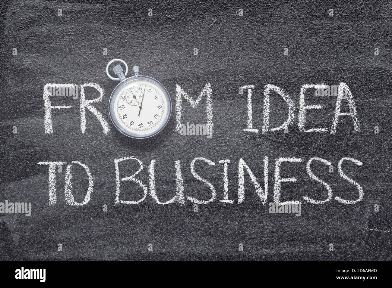 from idea to business phrase written on chalkboard with vintage precise ...