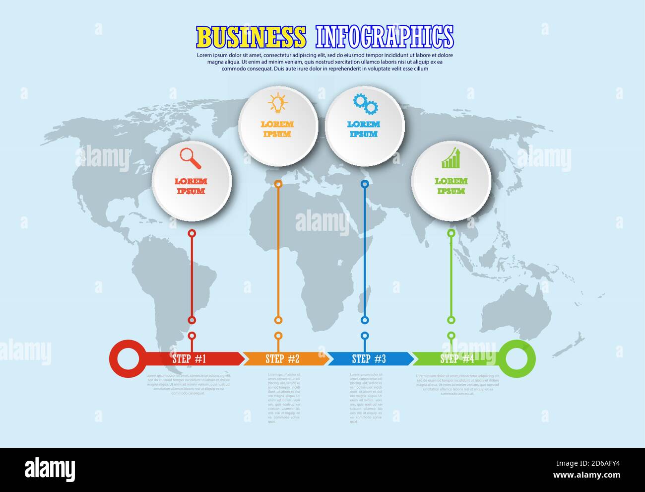 Infographic template with visual icons. 4 steps for modeling a business ...