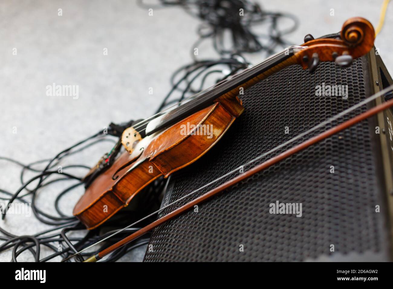 Detail of a violin, musical instrument, dark background, top view Stock ...