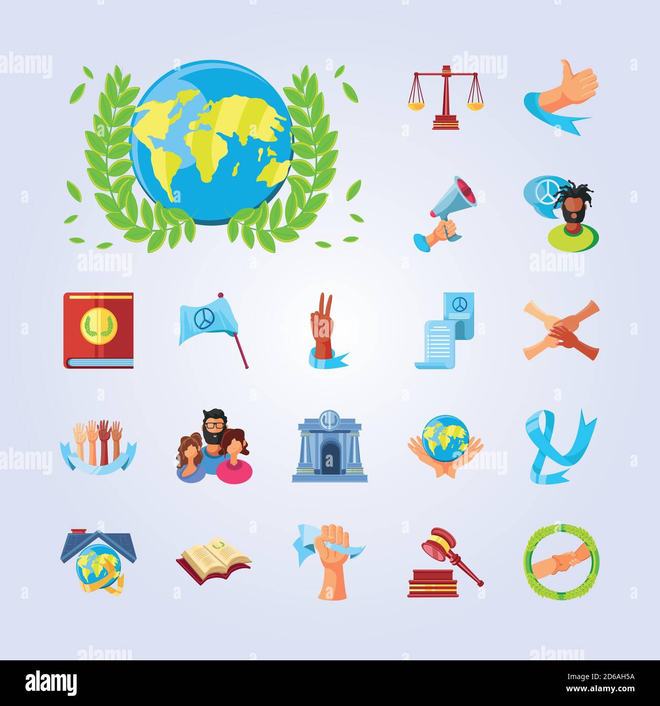 international human rights, collection icons world flag justice ribbon ...