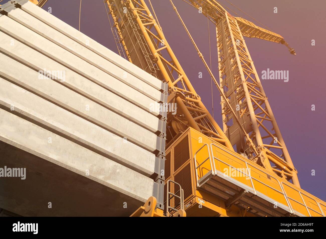 Crane boom and counterweight. Huge crawler crane bottom up view Stock ...