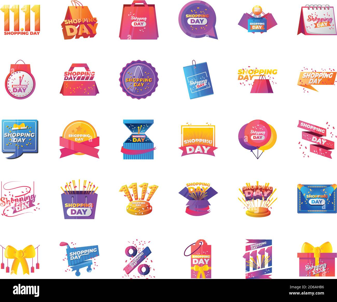 shopping day, collection icons of marketing advertising offer sale ...