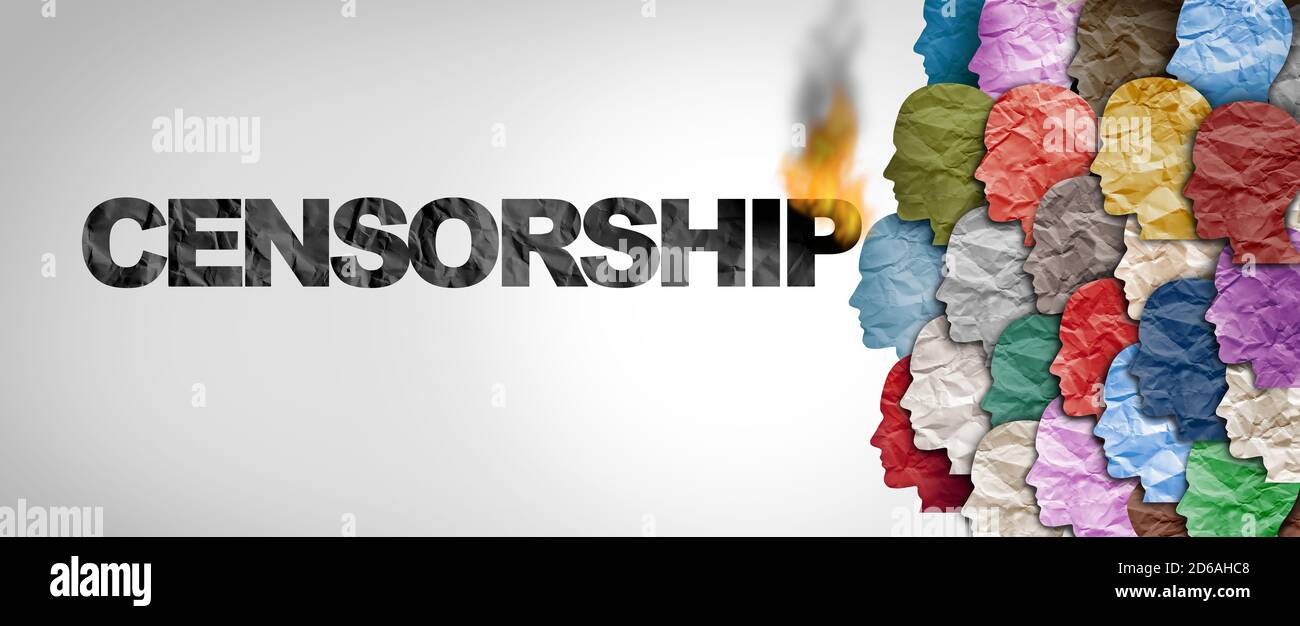 Media censorship concept and social network restrictions and news ...