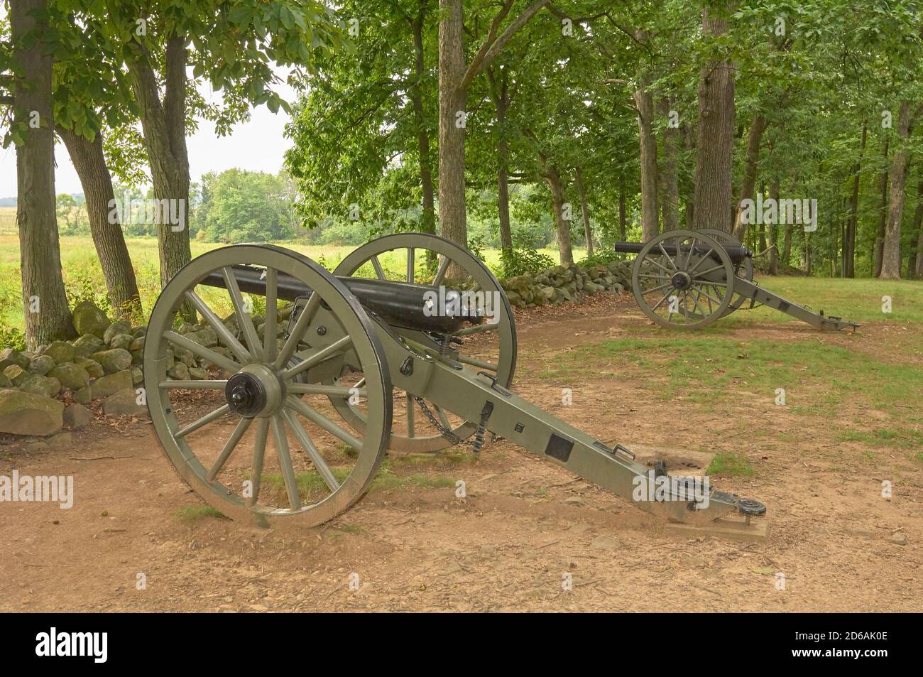 American Civil war cannon lined up at Battle of Gettysburg Stock Photo ...