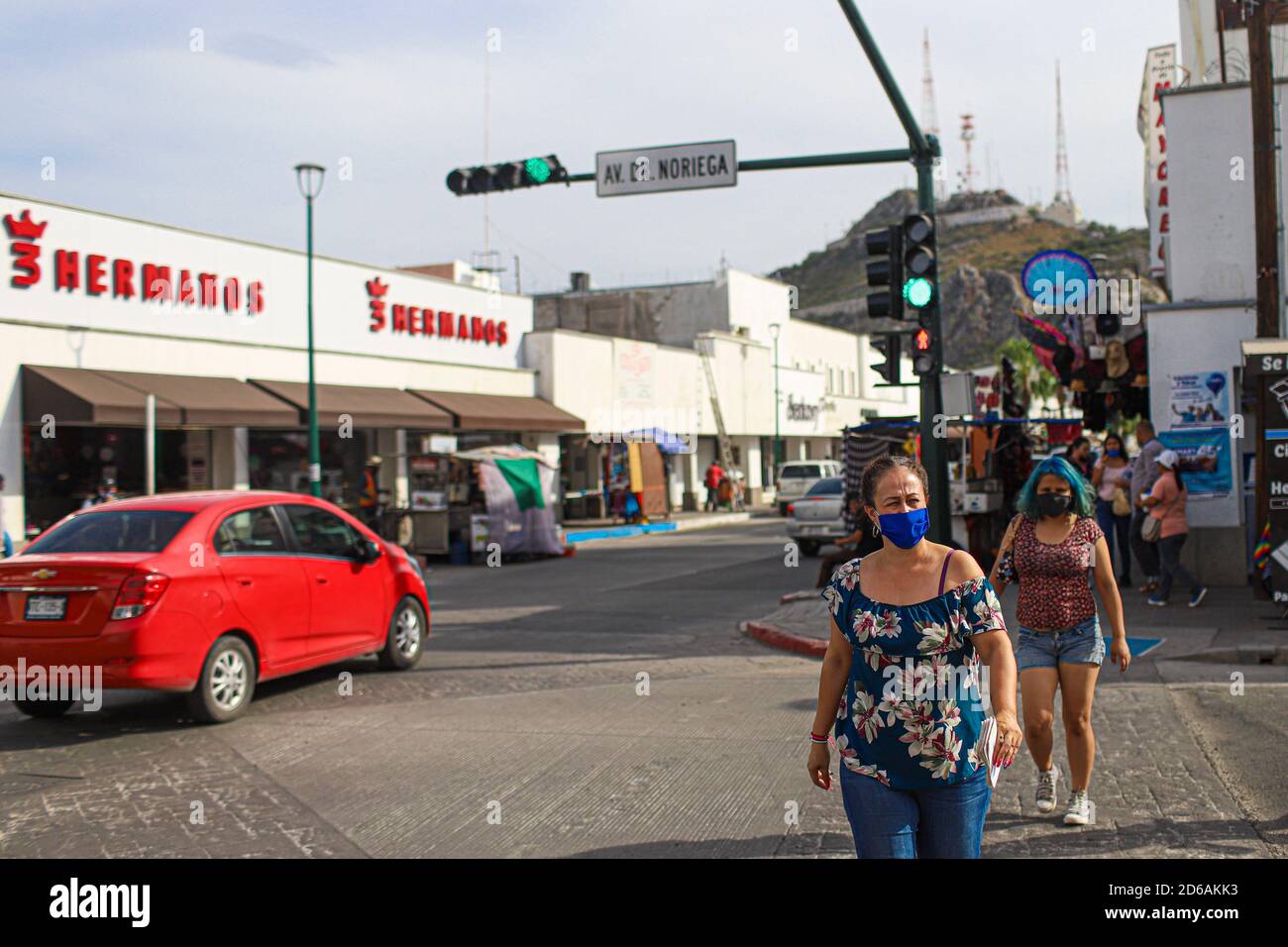 Women walk the streets of Hermosillo. Daily life downtown Hermosillo ...