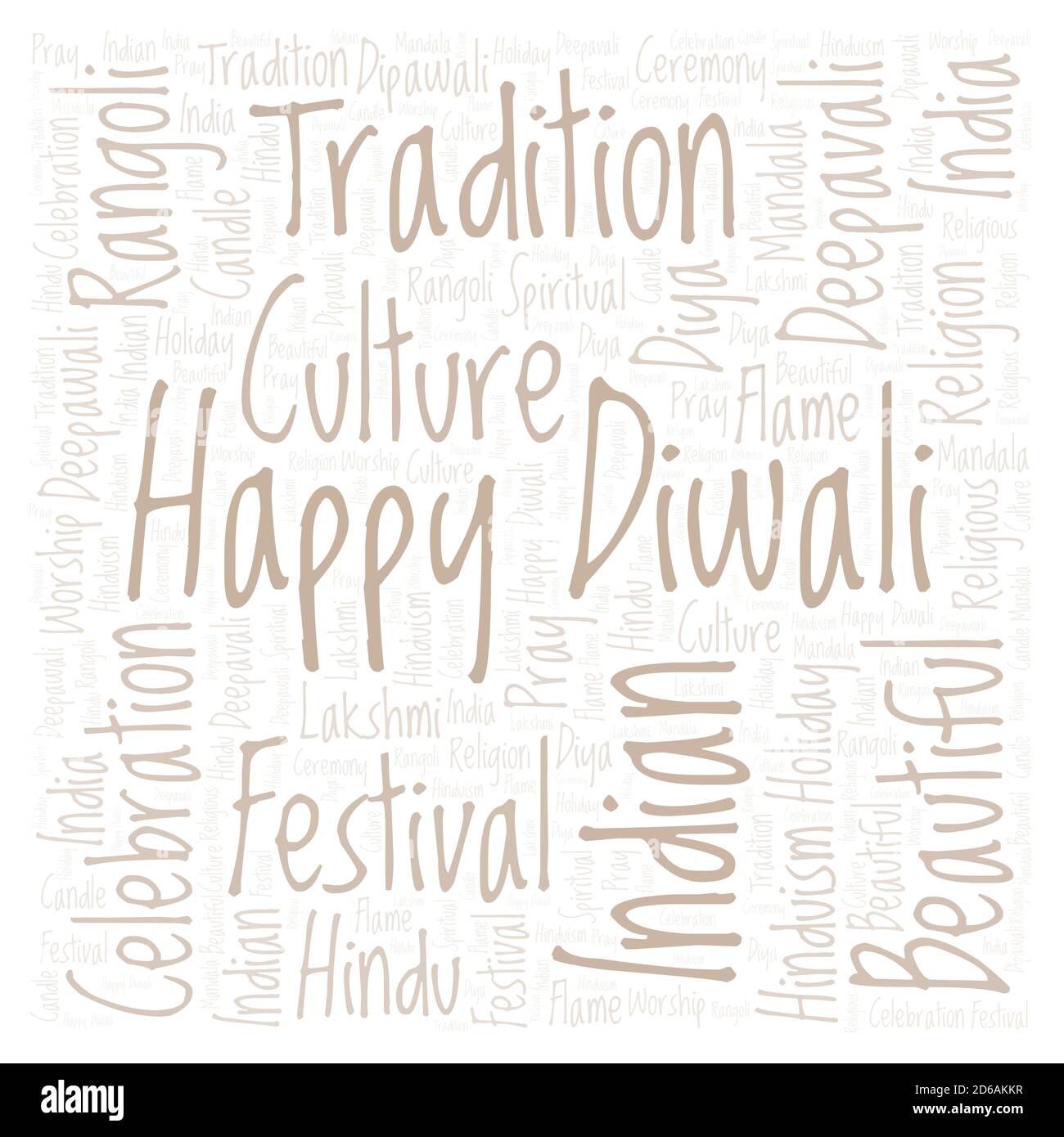 Happy Diwali in square shape word cloud. Wordcloud made from letters ...