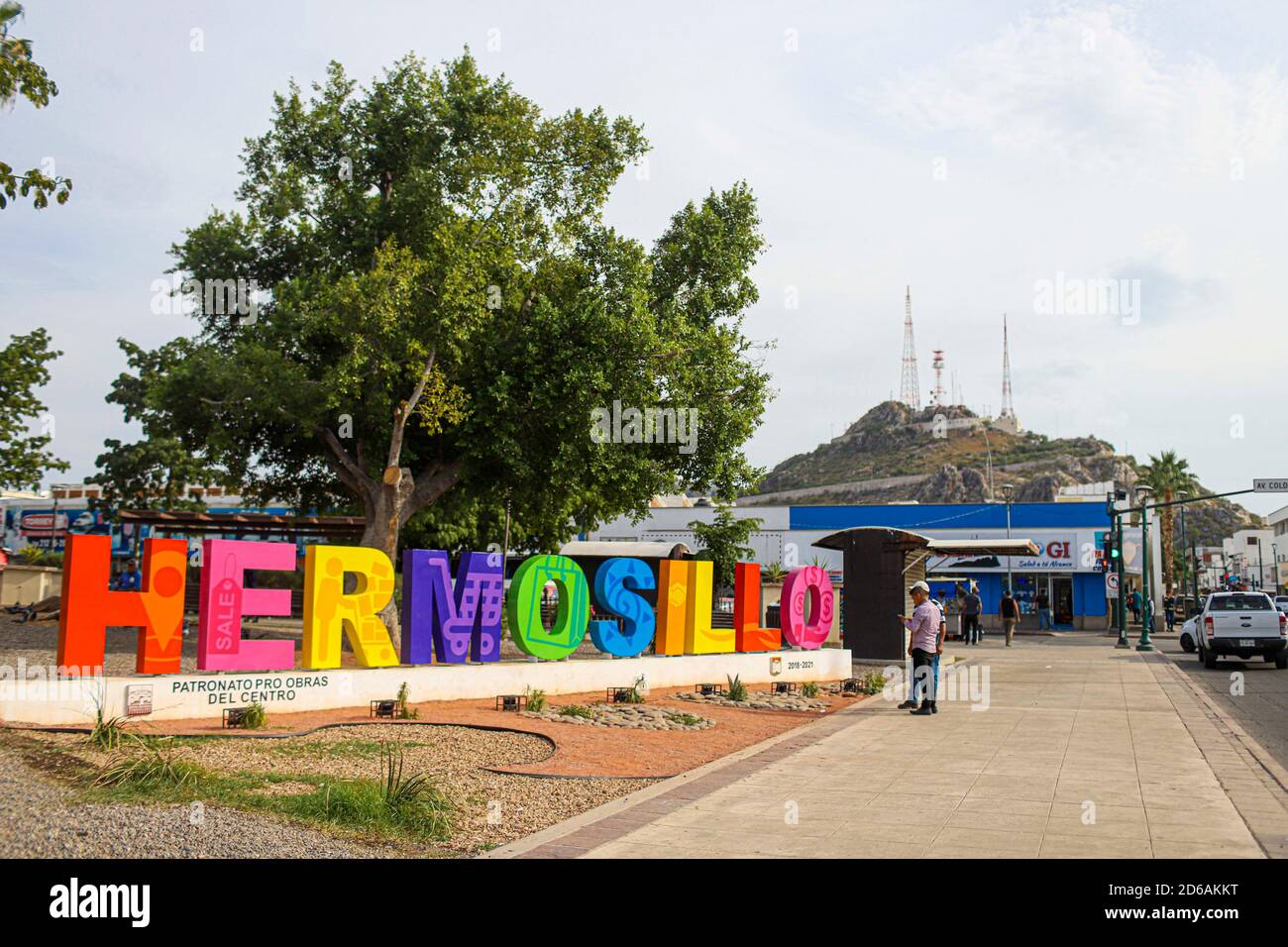 Monumental colored letters in the center of Hermosillo, Sonora, Mexico ...