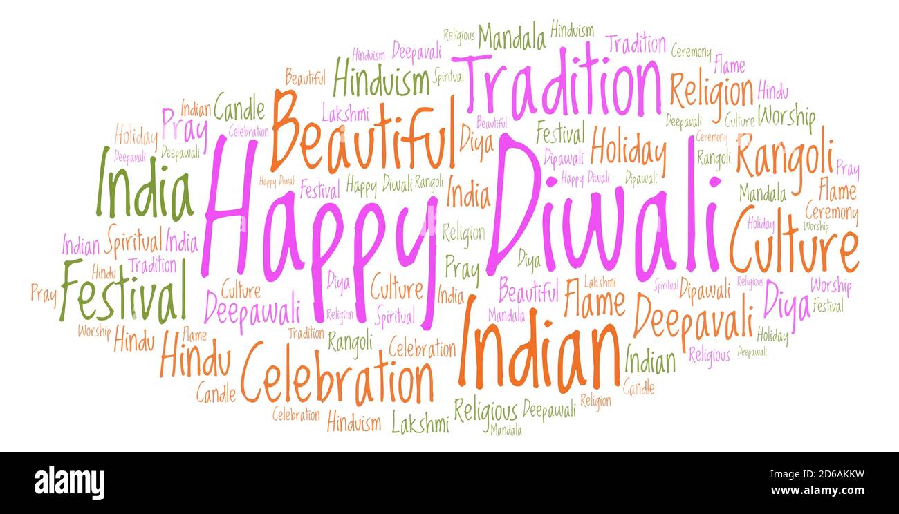 Happy Diwali word cloud. Wordcloud made from letters and words only ...