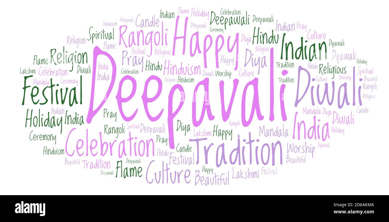 Deepavali word cloud. Wordcloud made from letters and words only Stock ...