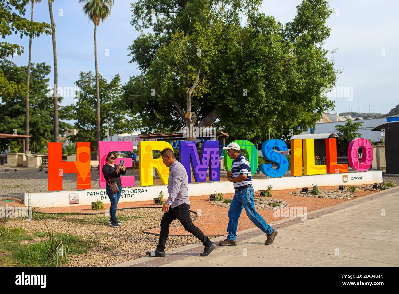 Monumental colored letters in the center of Hermosillo, Sonora, Mexico ...