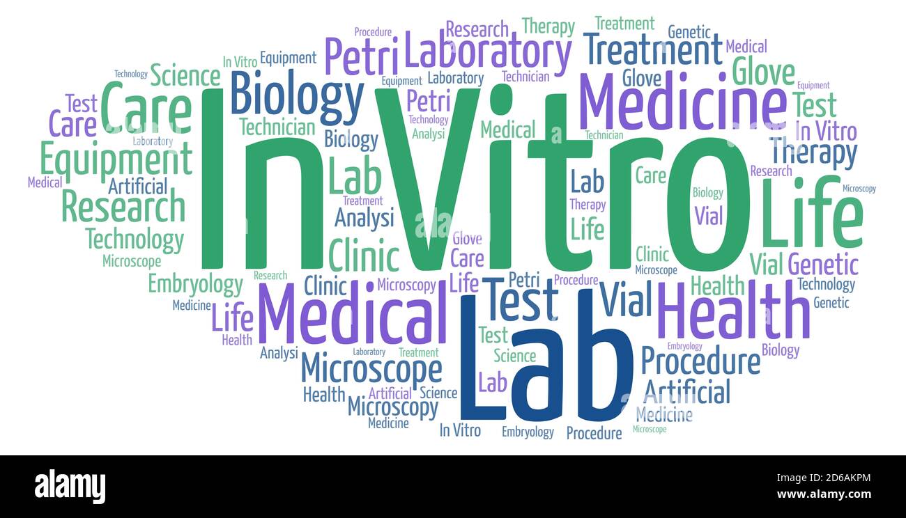 In Vitro word cloud. Wordcloud made from letters and words only Stock ...