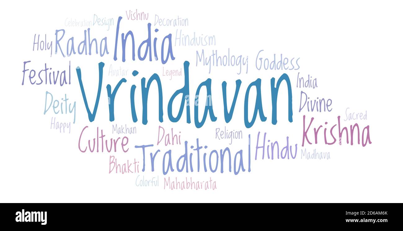 Vrindavan word cloud. Wordcloud made from letters and words only Stock ...