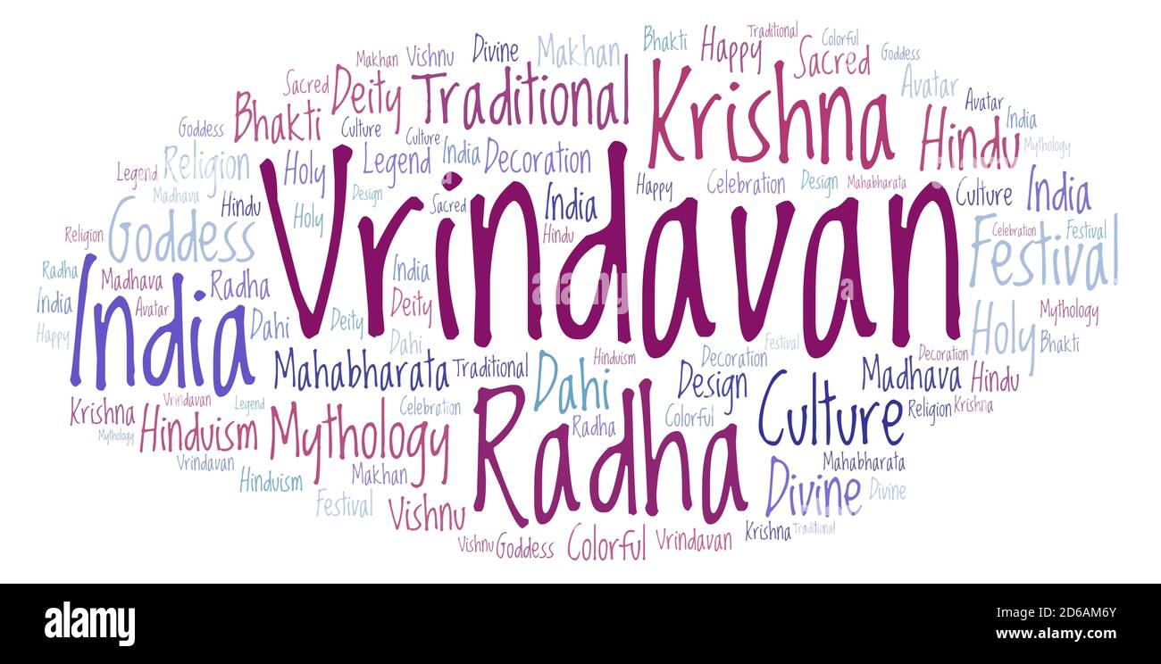 Vrindavan word cloud. Wordcloud made from letters and words only Stock ...