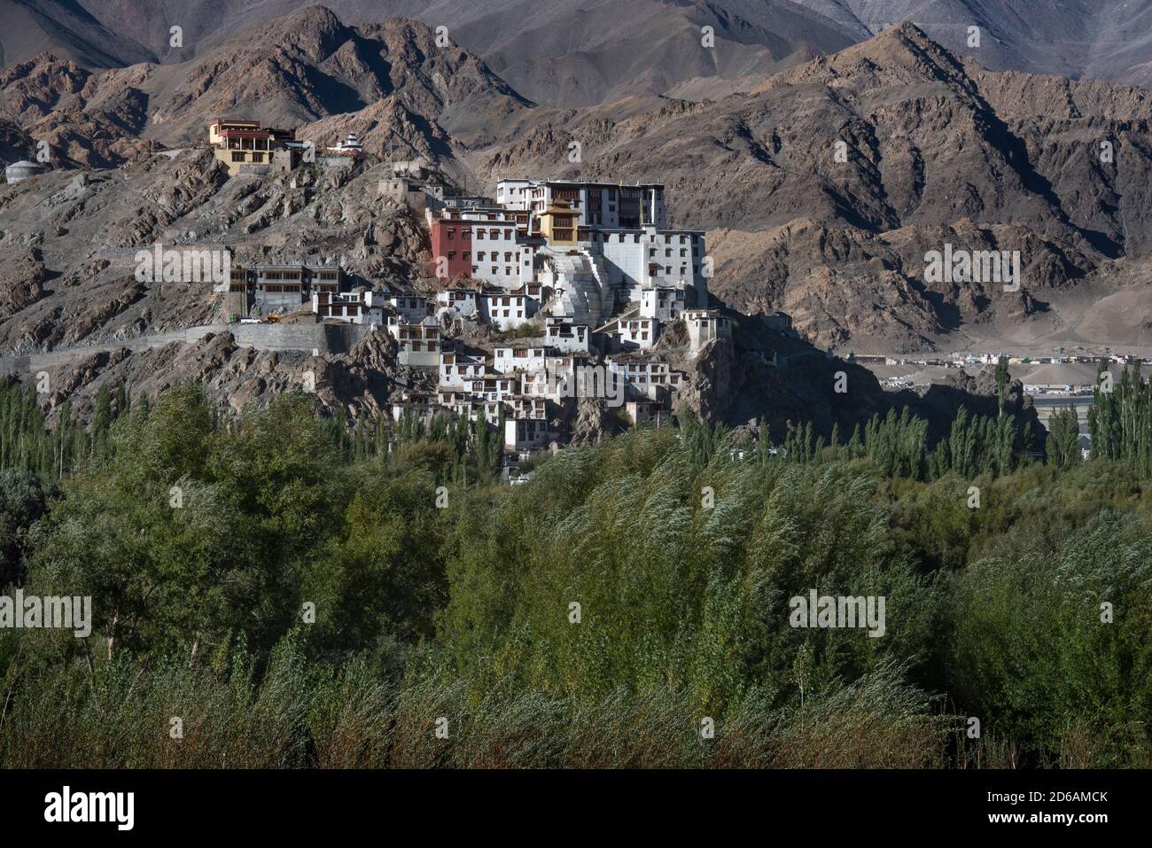 Buddhist monastery Spituk (Petub) Gonpa on the mountain above the ...