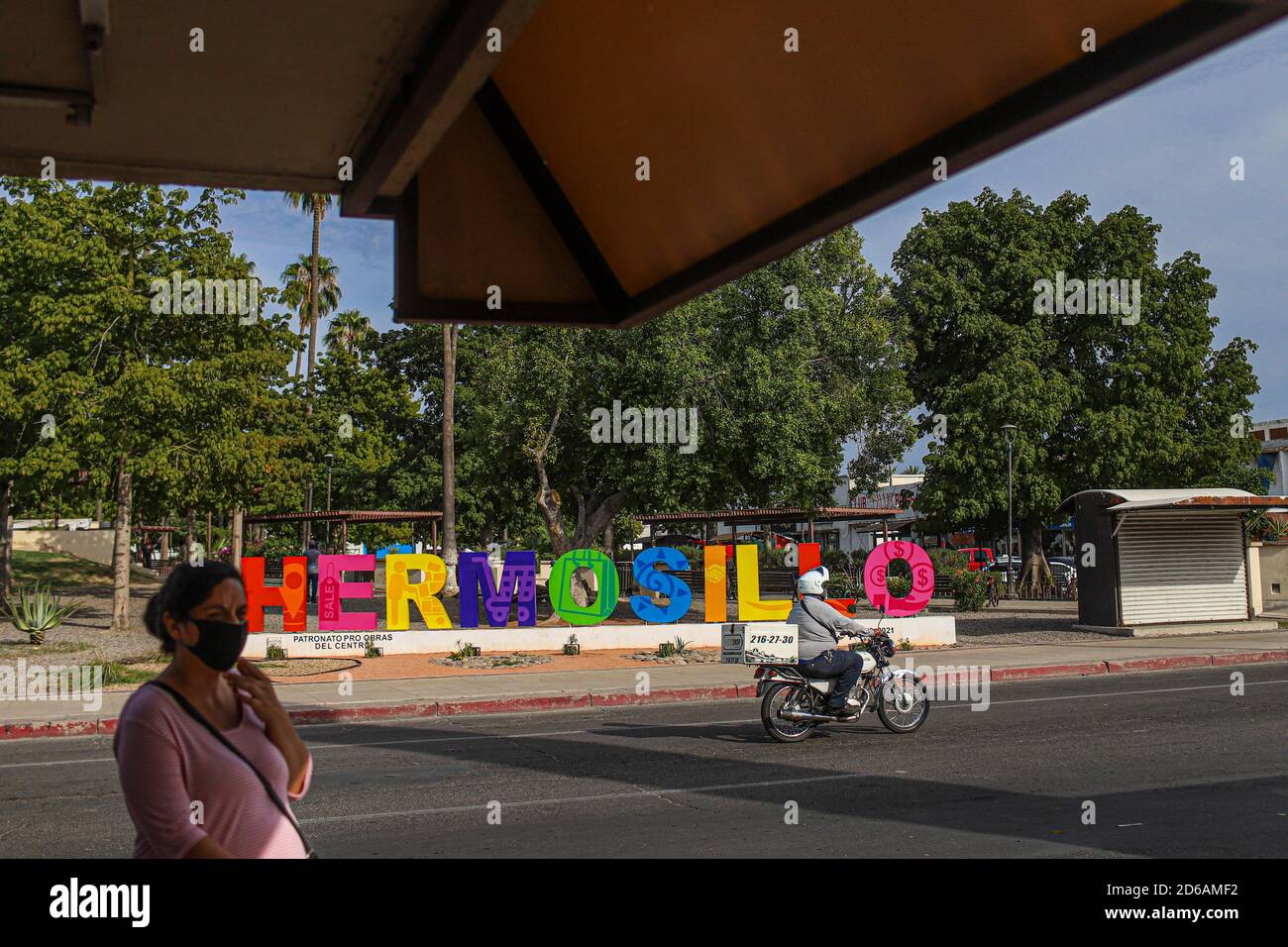 Monumental colored letters in the center of Hermosillo, Sonora, Mexico ...