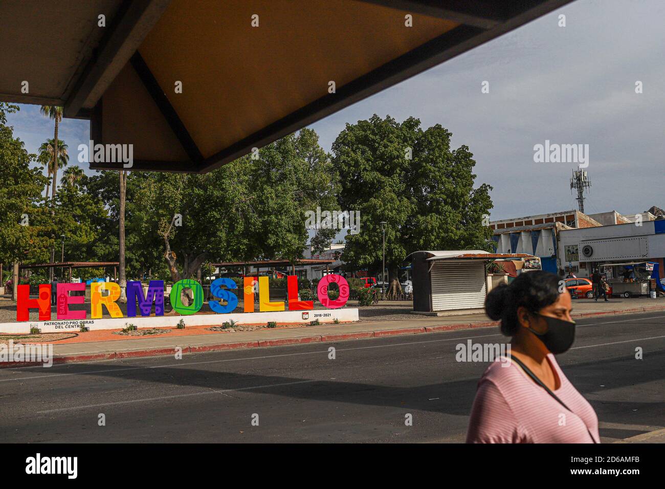 Monumental colored letters in the center of Hermosillo, Sonora, Mexico ...