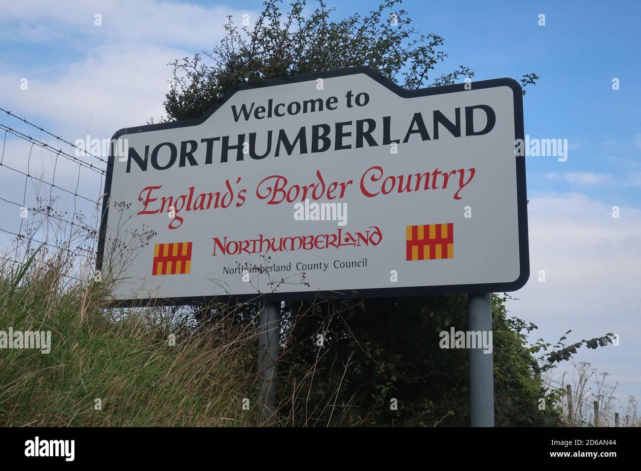 Welcome to Northumberland Englands border country sign. The Anglo ...