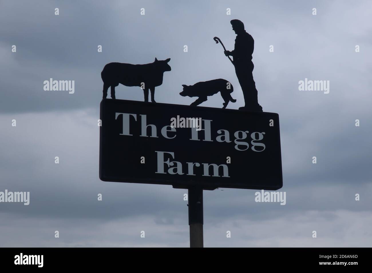 The Hagg farm road sign. The Anglo-Scottish border. Northumberland ...