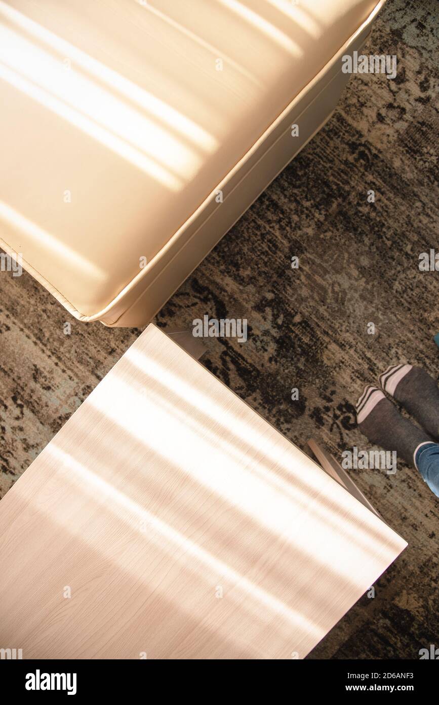 Furniture and part of interior design, top view Stock Photo - Alamy