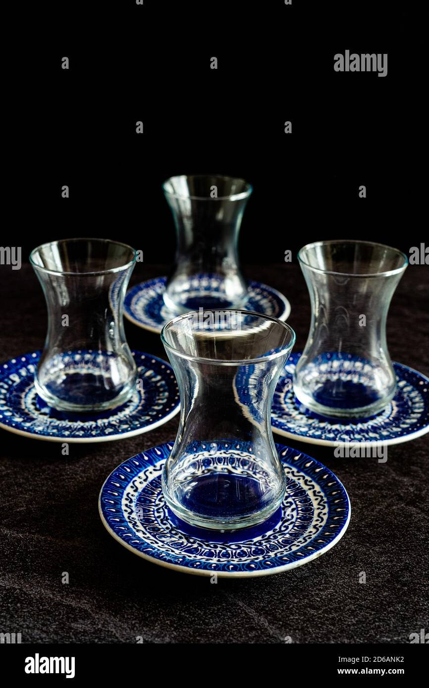 Handmade Ceramic Turkish Tea Cups / Glasses with Traditional Pattern ...